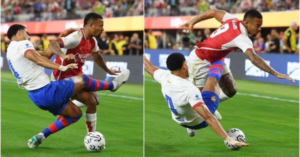 Si lo agarra de lleno, lo sacan en camilla: Araújo y la patada a Gabriel Jesus - Bitbol